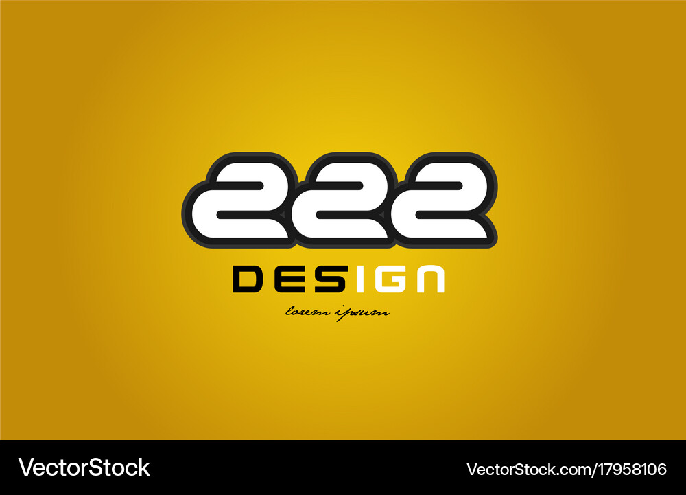 222 number numeral digit white on yellow Vector Image