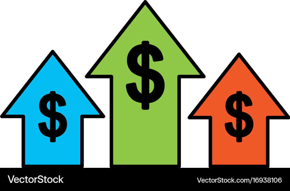 Arrow up with money symbol Royalty Free Vector Image