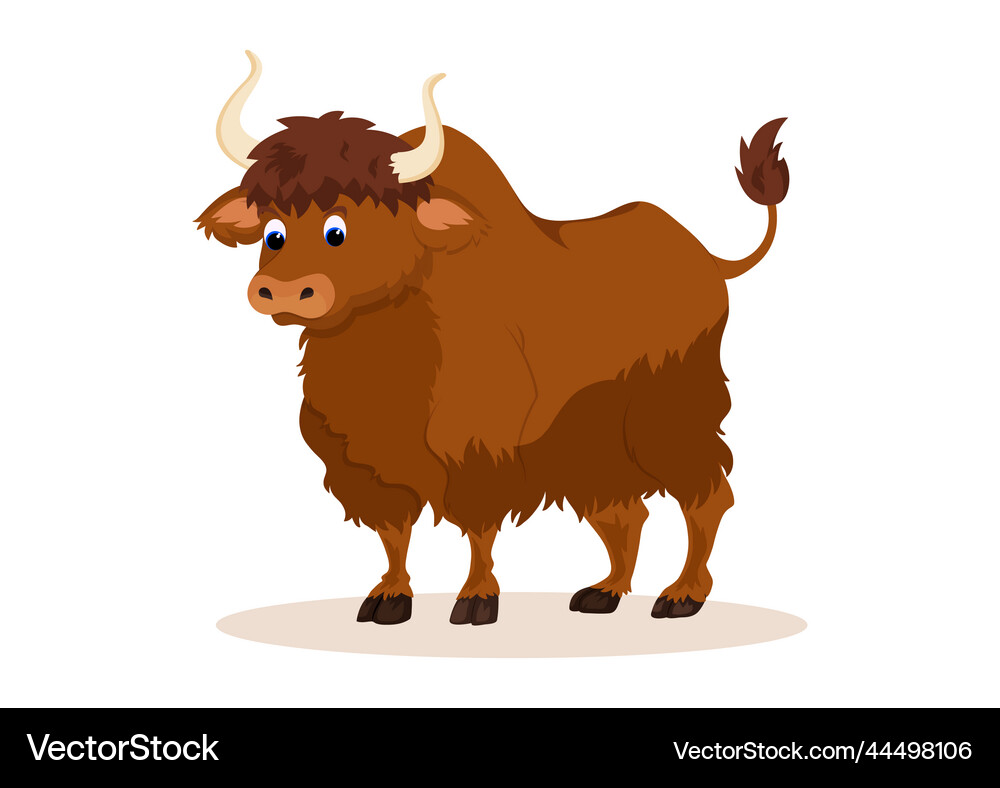Bison cartoon character isolated on white Vector Image