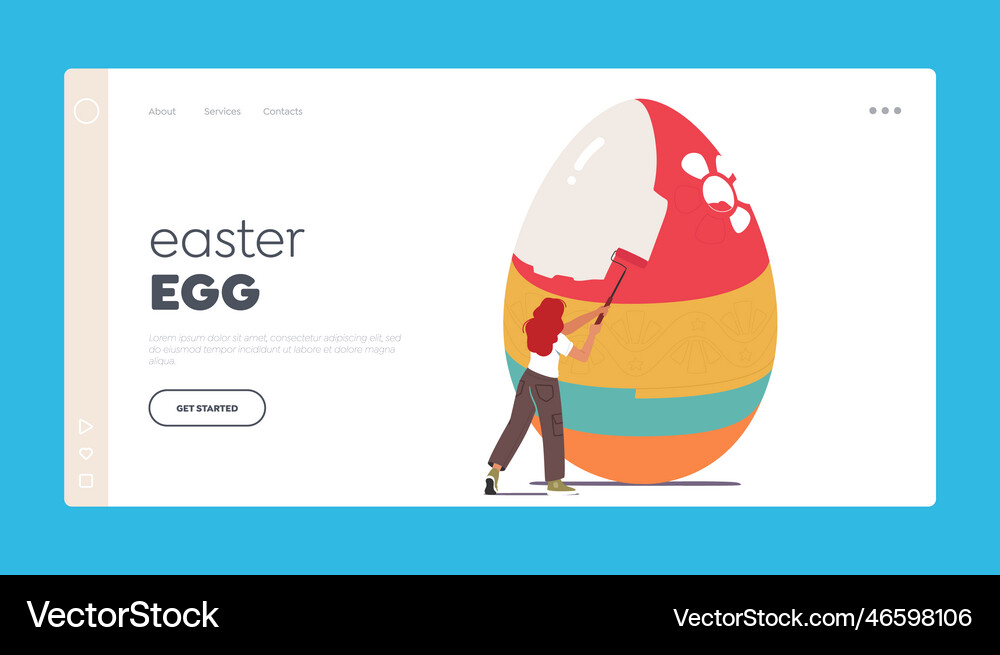 Easter egg landing page template woman prepare Vector Image