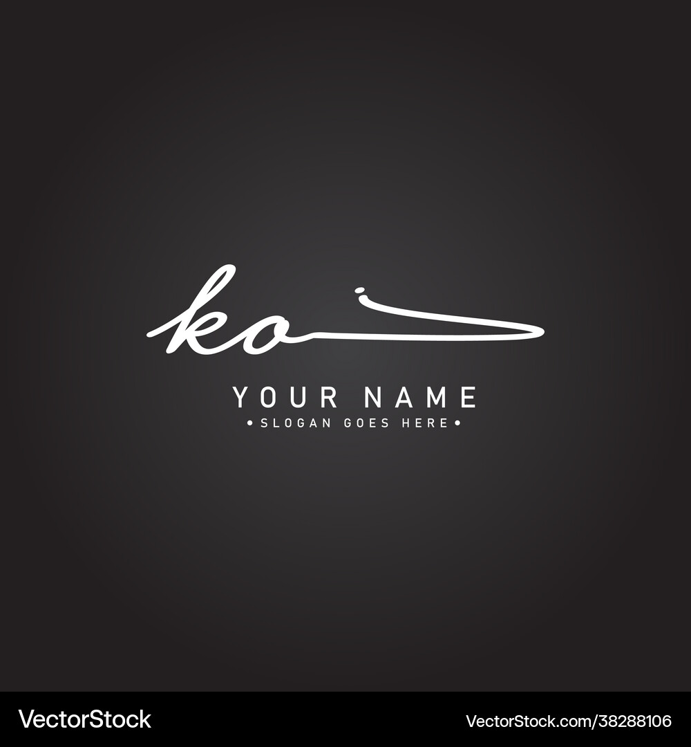 Initial letter ko logo - handwritten signature Vector Image