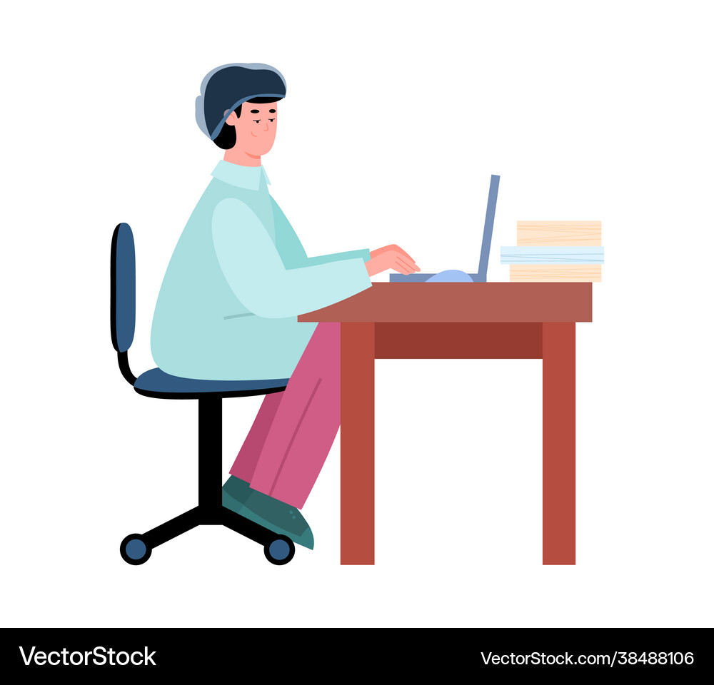 Laboratory researcher or scientist with laptop Vector Image