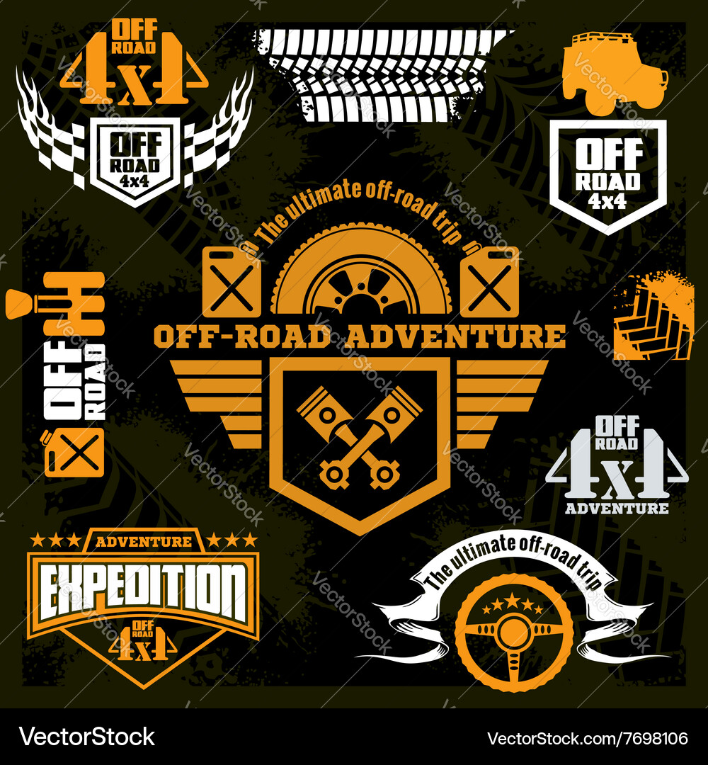 Off-Road Vehicle Badges & Icons Royalty Free Vector
