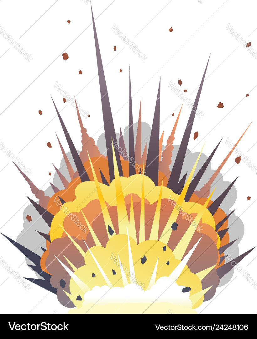 One big cartoon bomb explosion on ground Vector Image