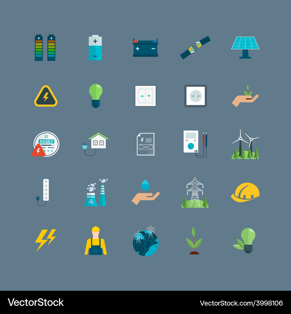 Power energy eco friendly icons Royalty Free Vector Image