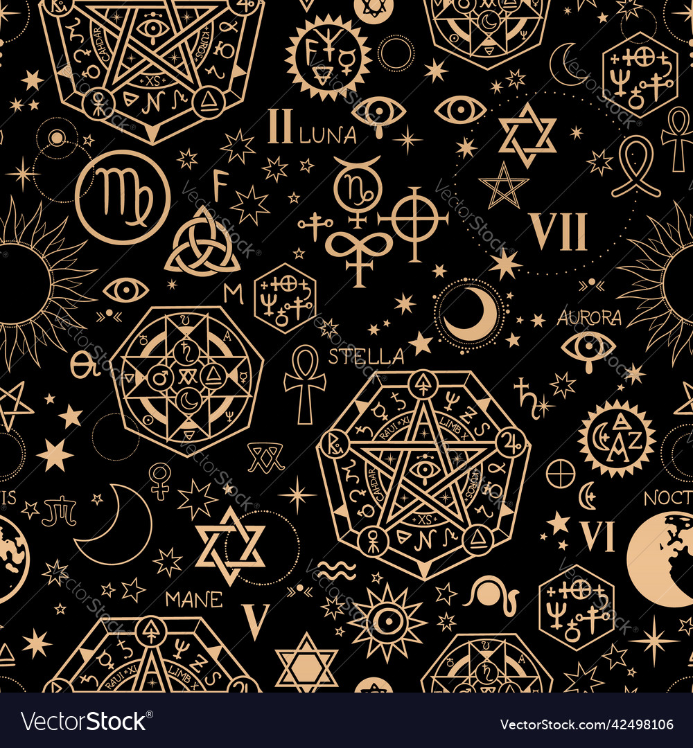 Seamless esoteric pattern with different Vector Image