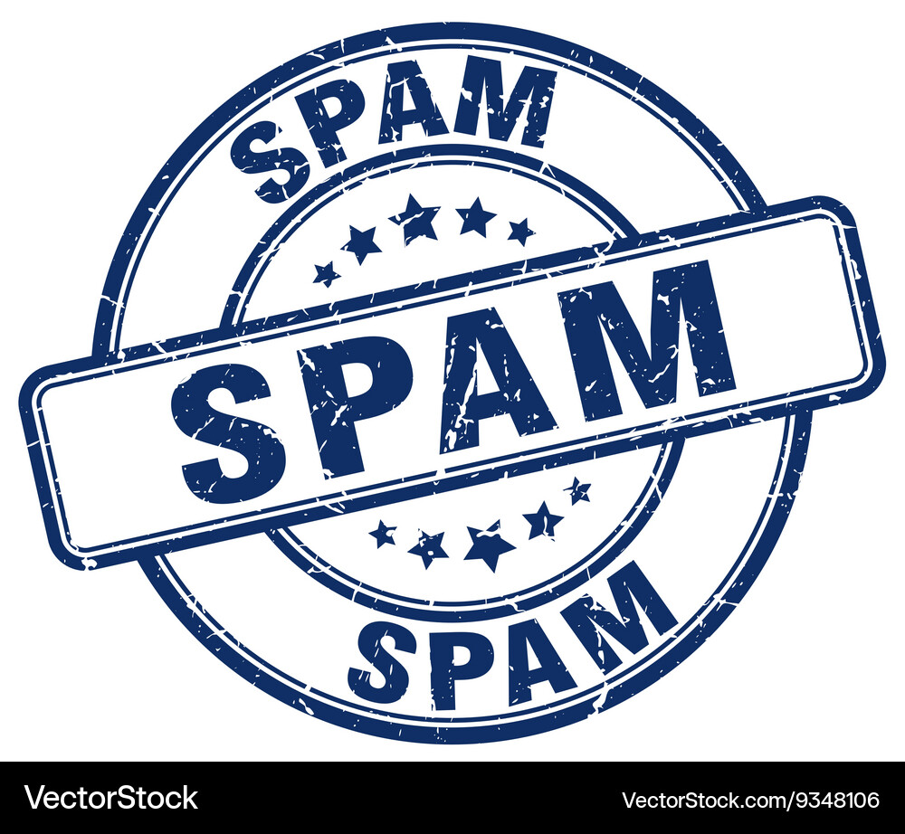 Spam blue grunge round vintage rubber stamp Vector Image
