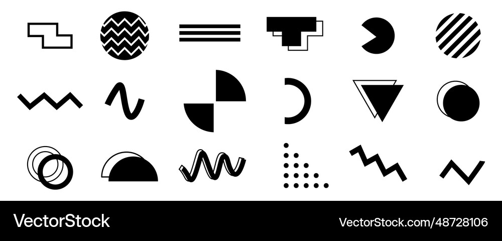 Trendy geometric shapes set retro 1990s Royalty Free Vector
