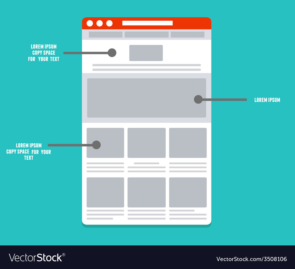 Wireframe - information structure and description Vector Image