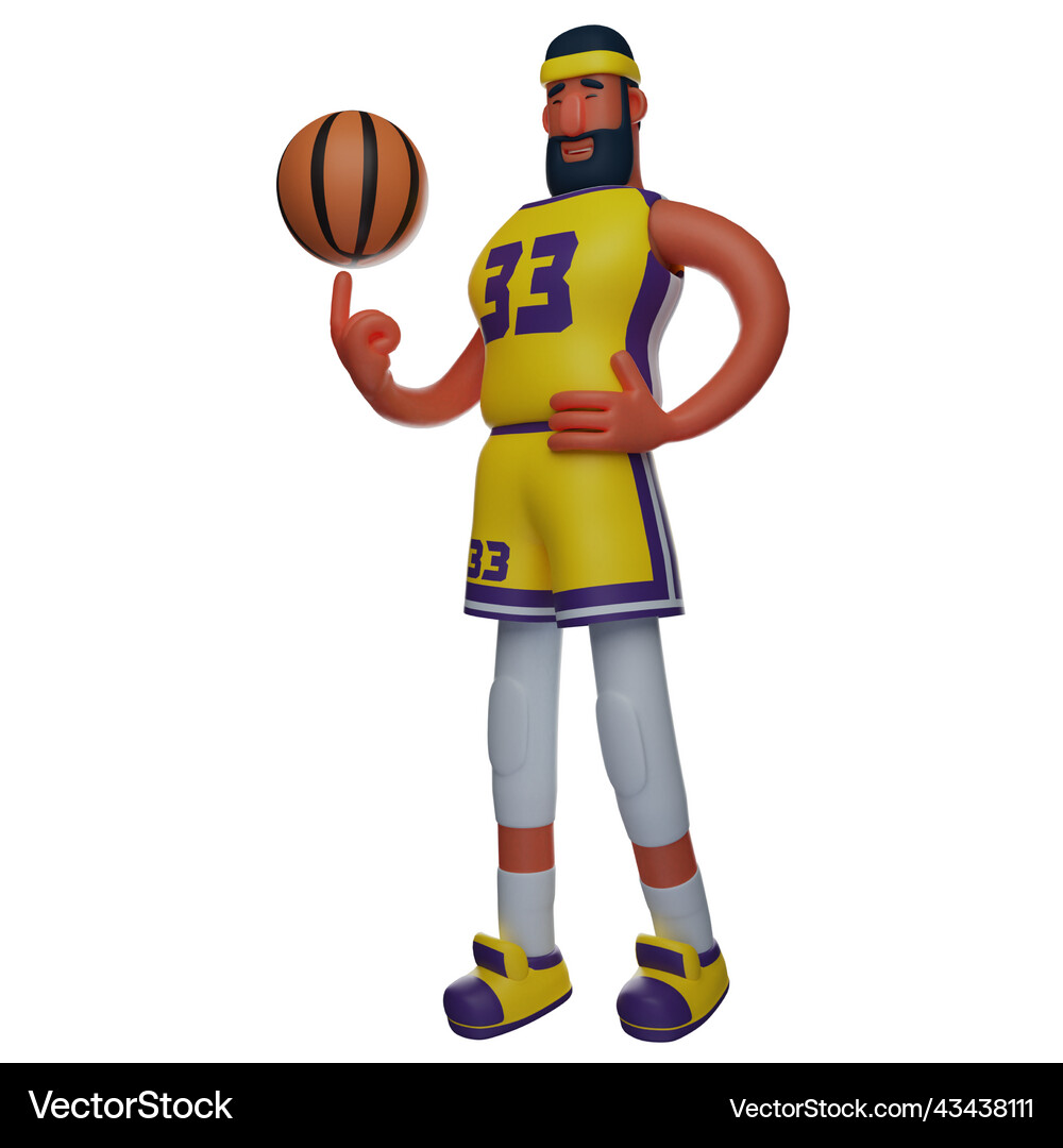 3d basketball athlete cartoon Royalty Free Vector Image