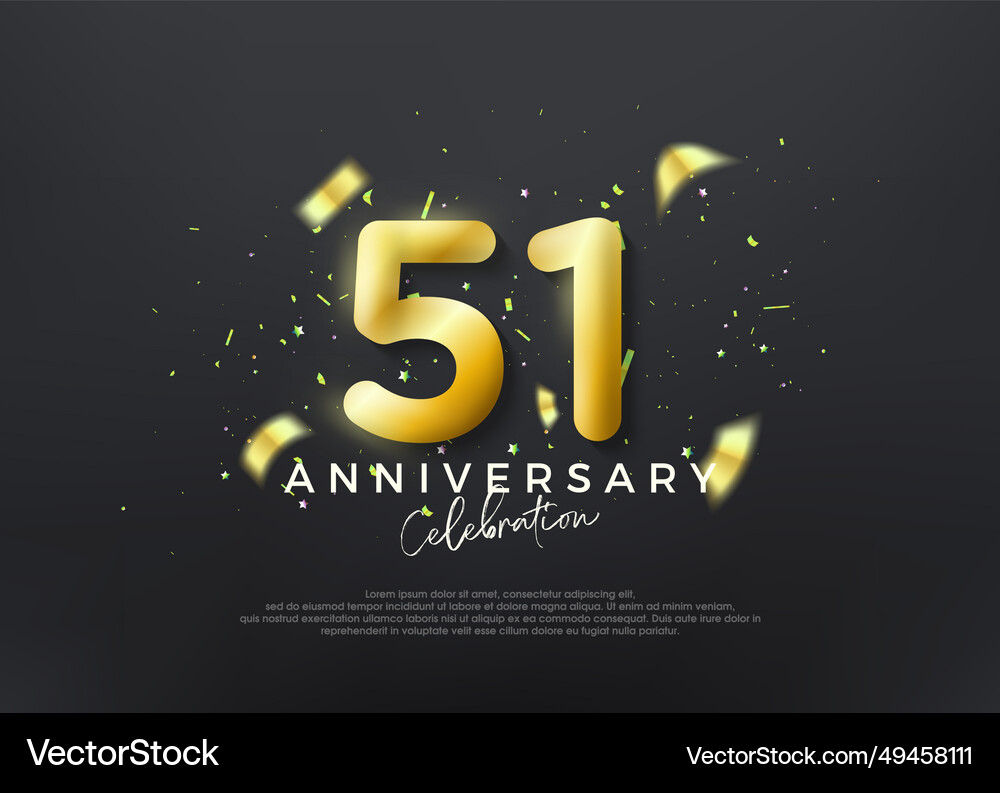 51st anniversary numbers gold luxury background Vector Image