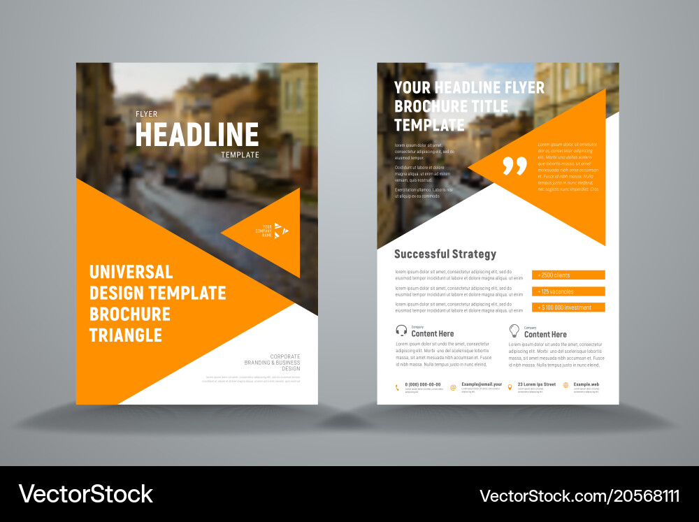Design flyer with triangles and a place Royalty Free Vector