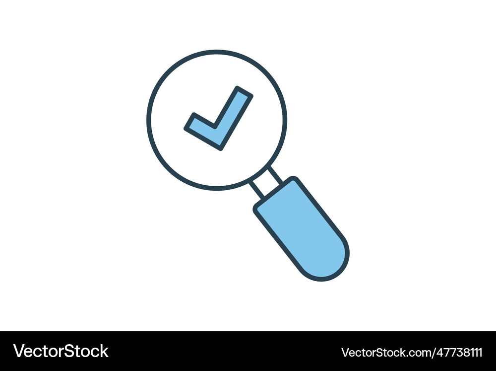 Find icon search magnifying glass with check mark Vector Image