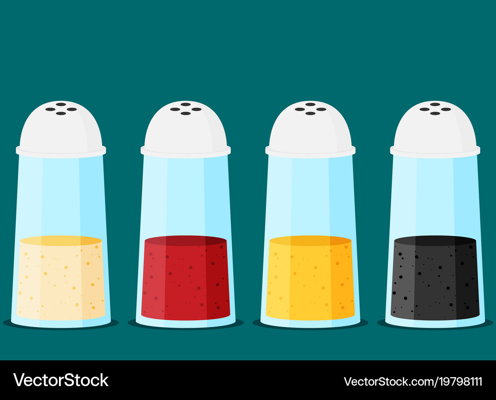 Flat set of kitchen spices in the package Vector Image