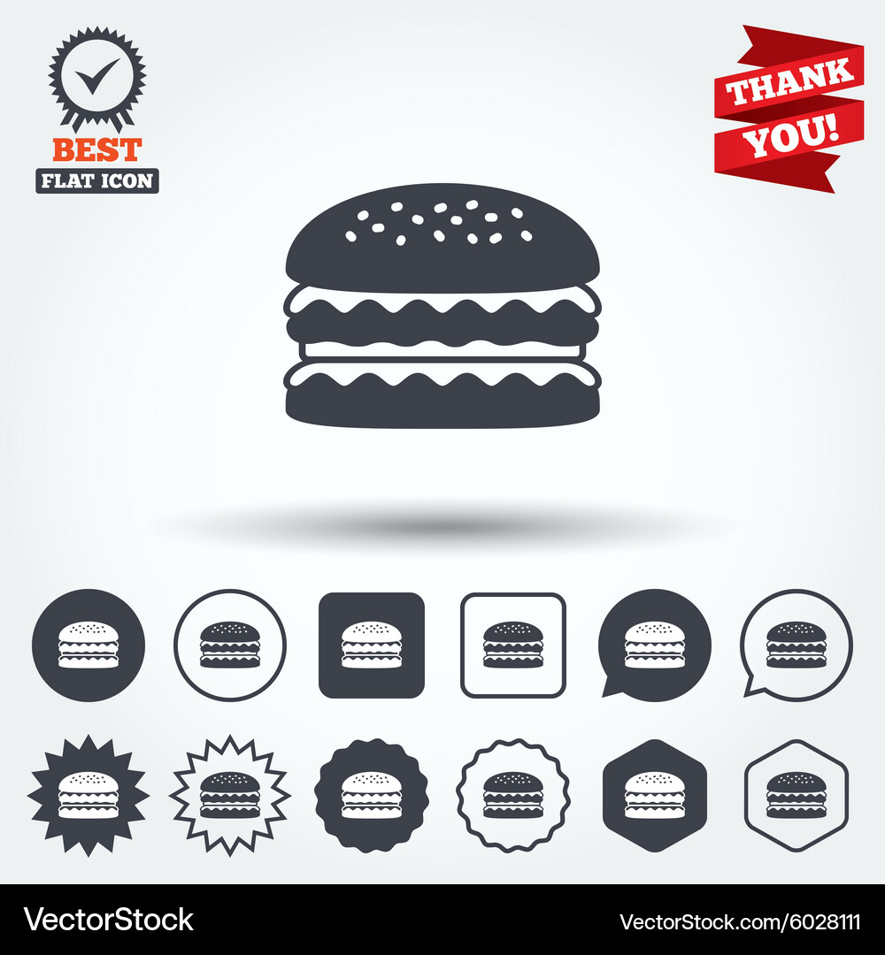 Hamburger icon burger food symbol Royalty Free Vector Image