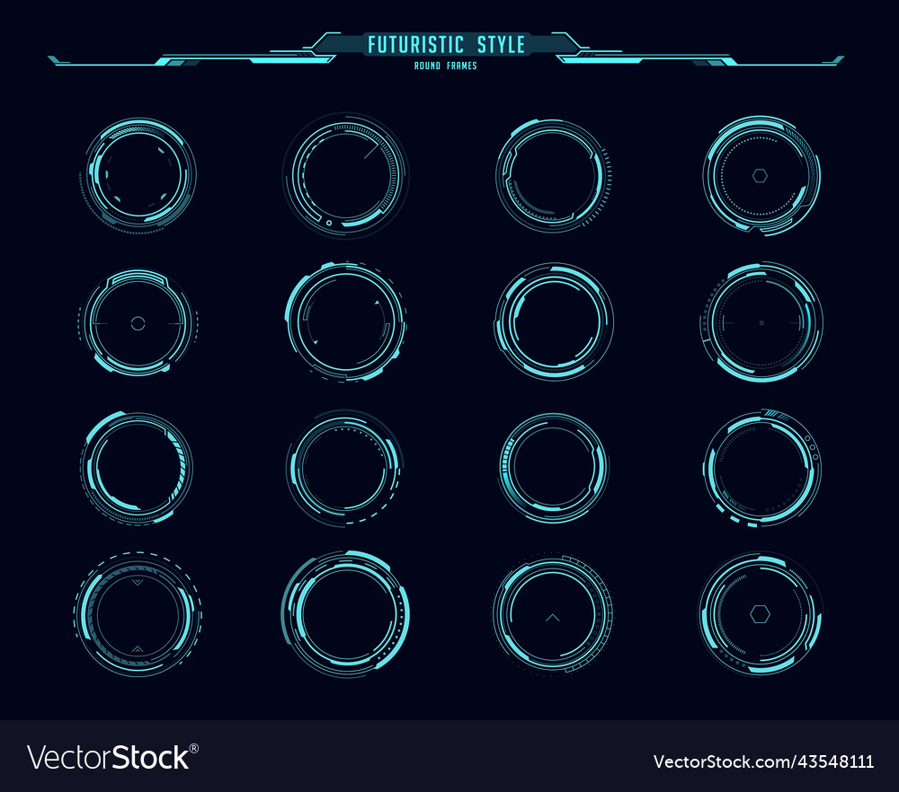 Hud interface round frames aim control and target Vector Image