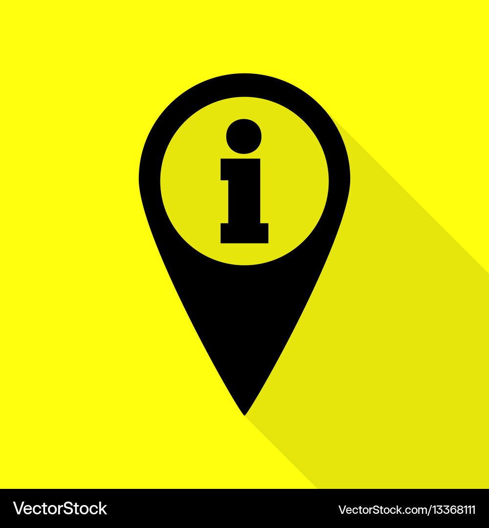 Map pointer with information sign black icon Vector Image