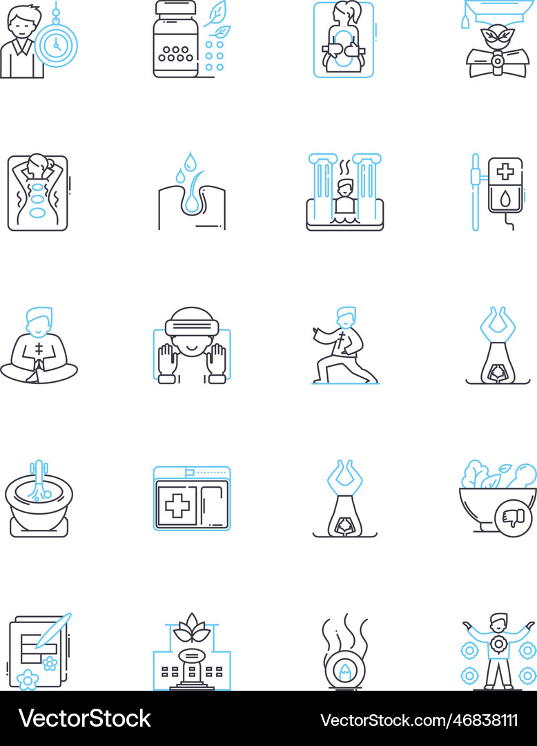 Nutritional therapy linear icons set health Vector Image