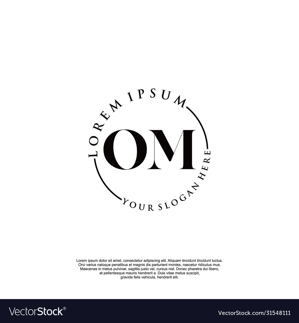 Om initial handwriting logo design Royalty Free Vector Image