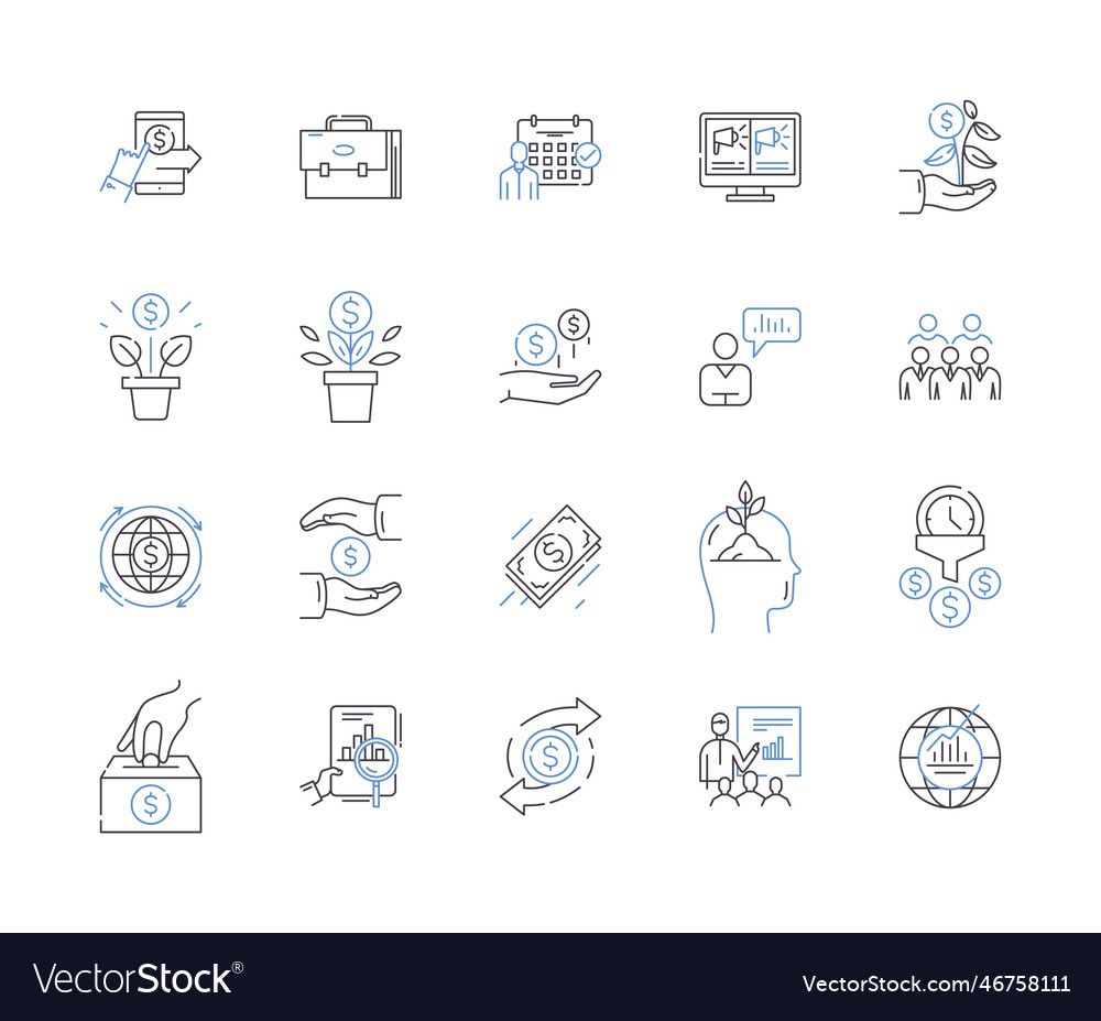 Private equity outline icons collection Royalty Free Vector Private equity outline icons collection Royalty Free Vector