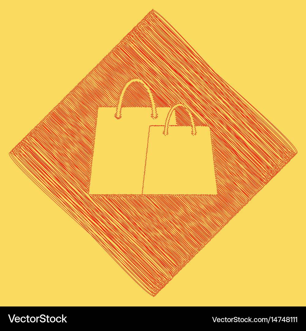 Shopping bags sign red scribble icon Royalty Free Vector