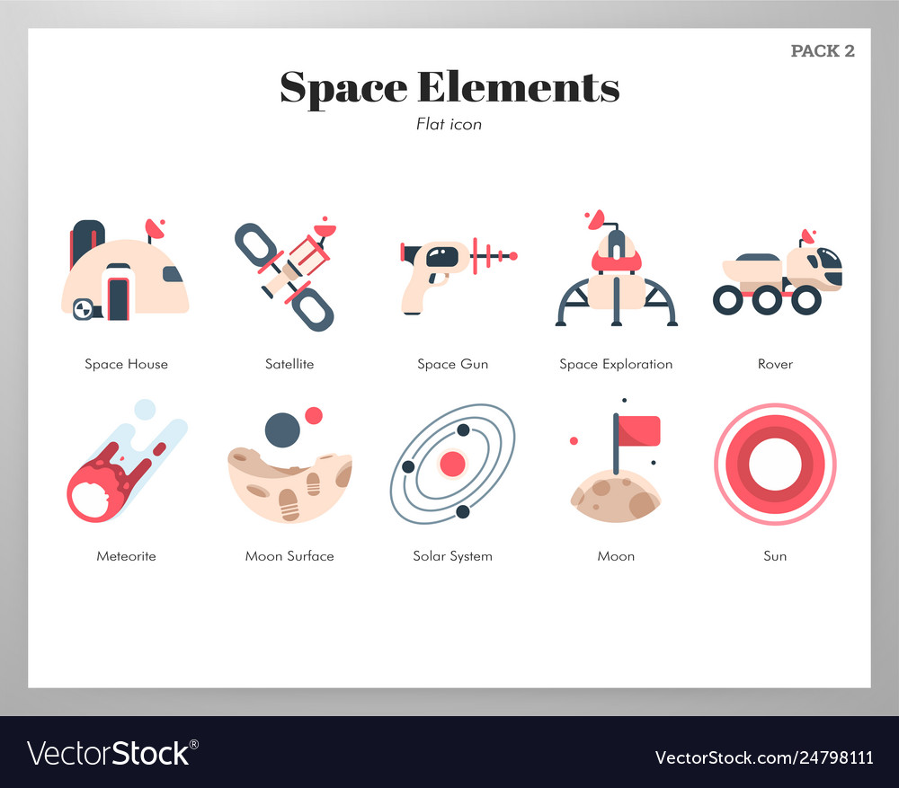 Space elements flat pack Royalty Free Vector Image