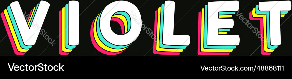 Violet - retro rainbow typography faded style Vector Image