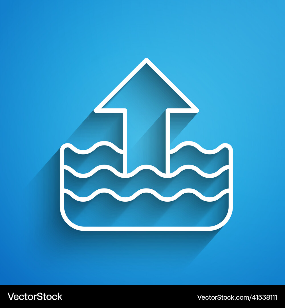 White line rise in water level icon isolated Vector Image