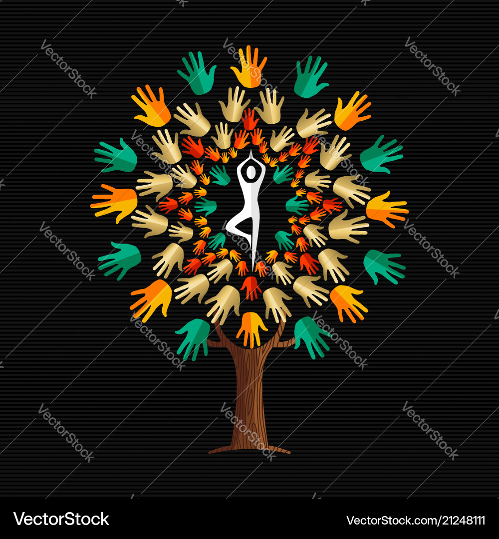 Yoga tree concept people in meditation pose Vector Image