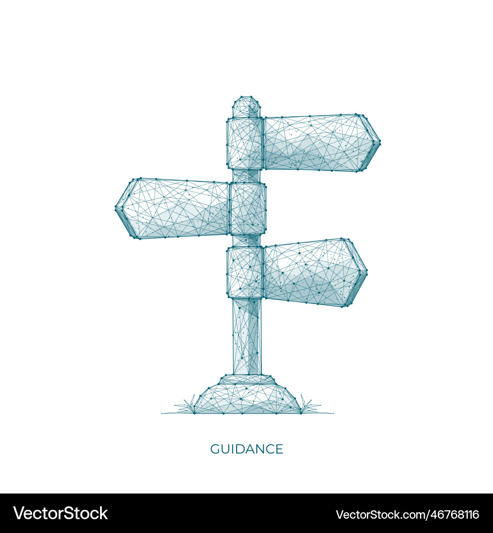 Abstract polygonal direction road sign with arrow Vector Image