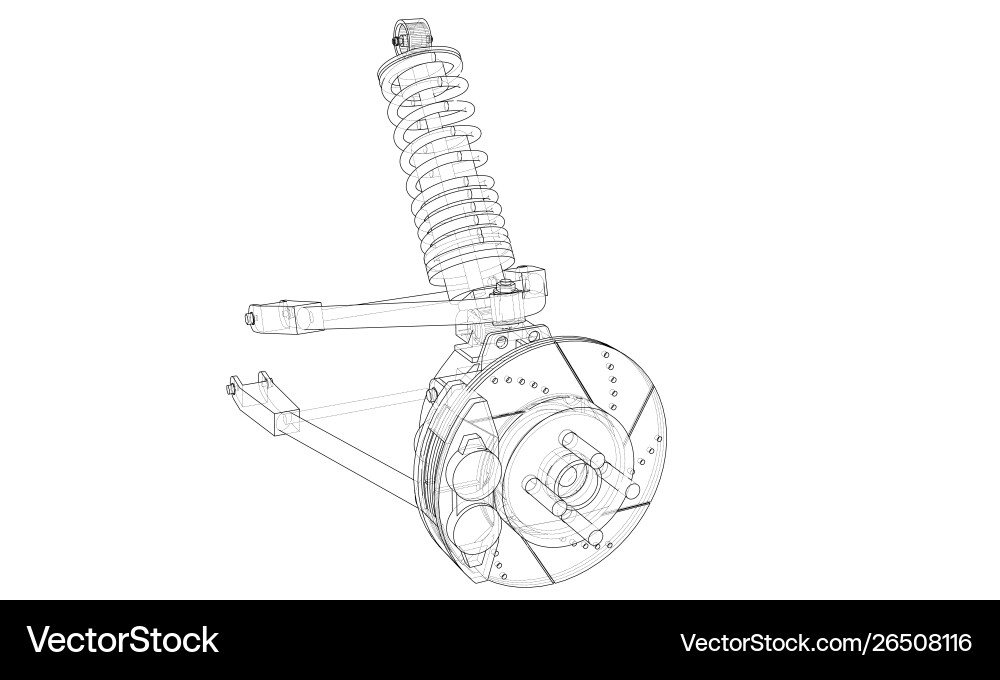 Car suspension with shock absorber Royalty Free Vector Image