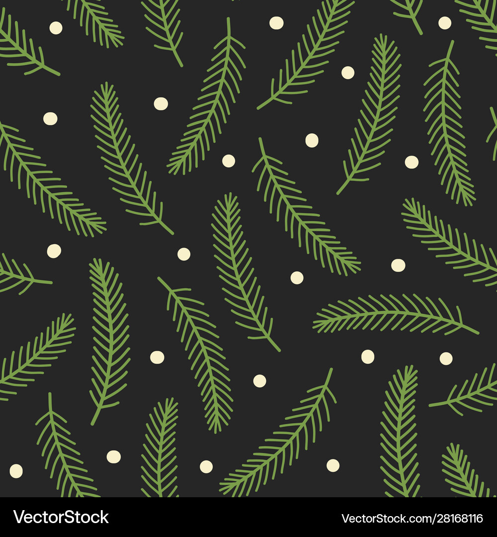 Cartoon fir branch seamless pattern isolated Vector Image