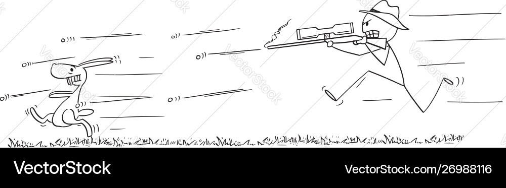 Cartoon man with rifle or hunter running Vector Image