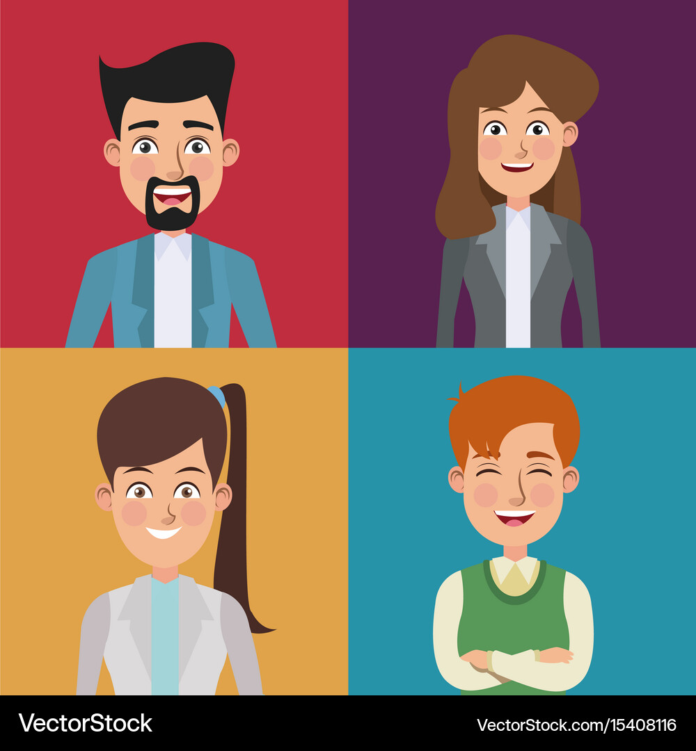 Colorful sections frame set of half body Vector Image