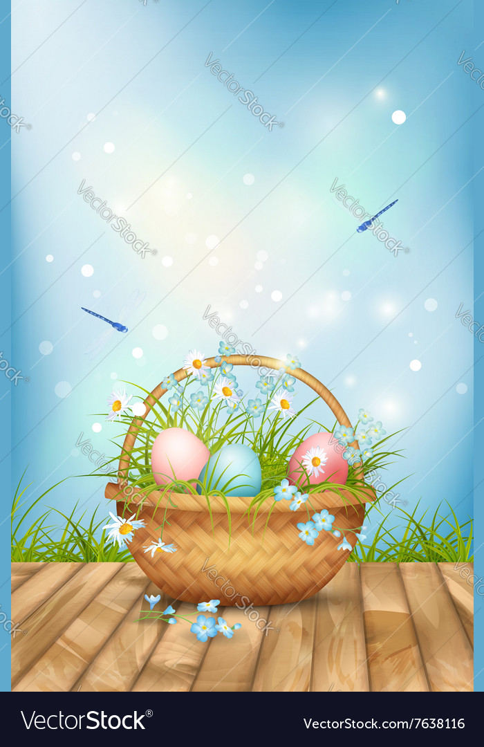 Easter Basket Royalty Free Vector Image - VectorStock