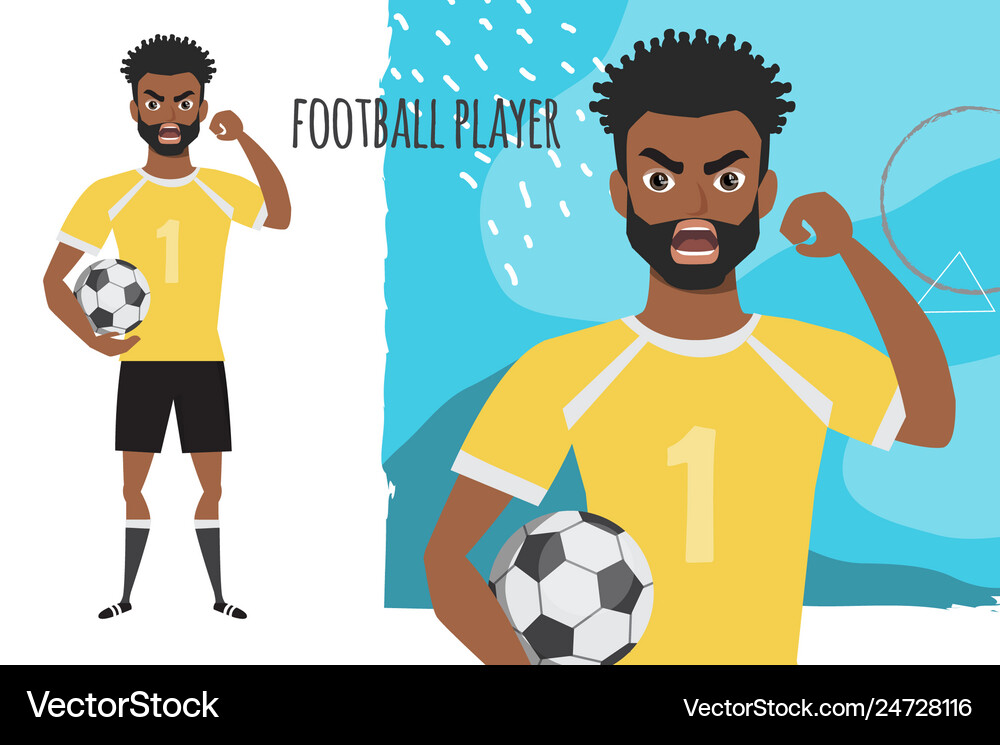 Evil black african american soccer player Vector Image