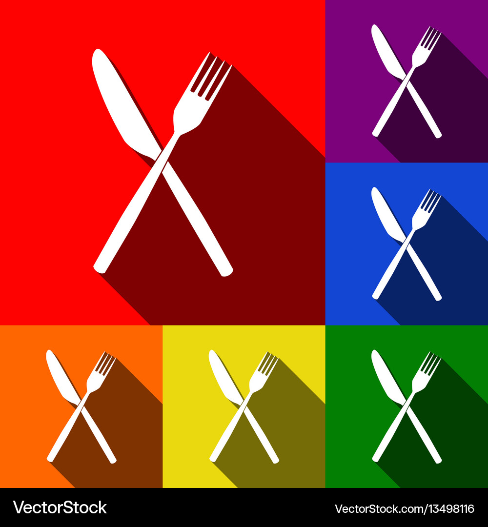 Gabel und Messer Zeichen gesetzt Symbole Vektorbild