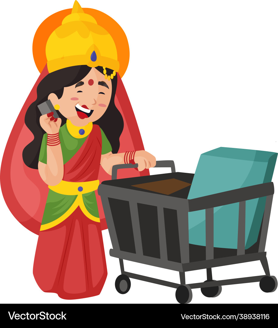 Goddess lakshmi cartoon character Royalty Free Vector Image