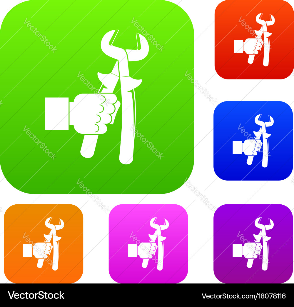 Hand holdimg calipers set color collection Vector Image