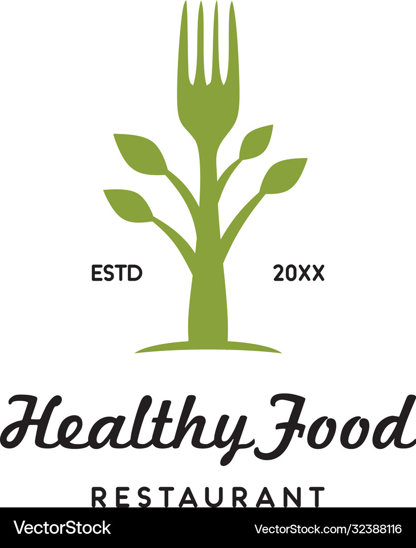 Healthy food logo Royalty Free Vector Image - VectorStock