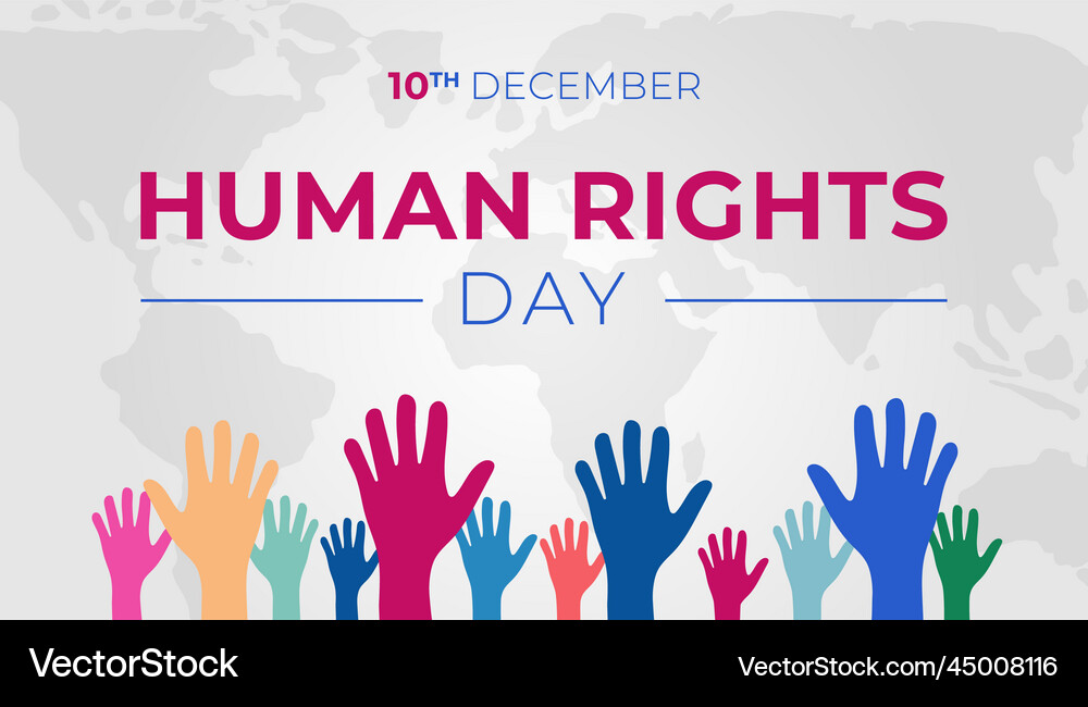 Human rights day red background banner with hands Vector Image