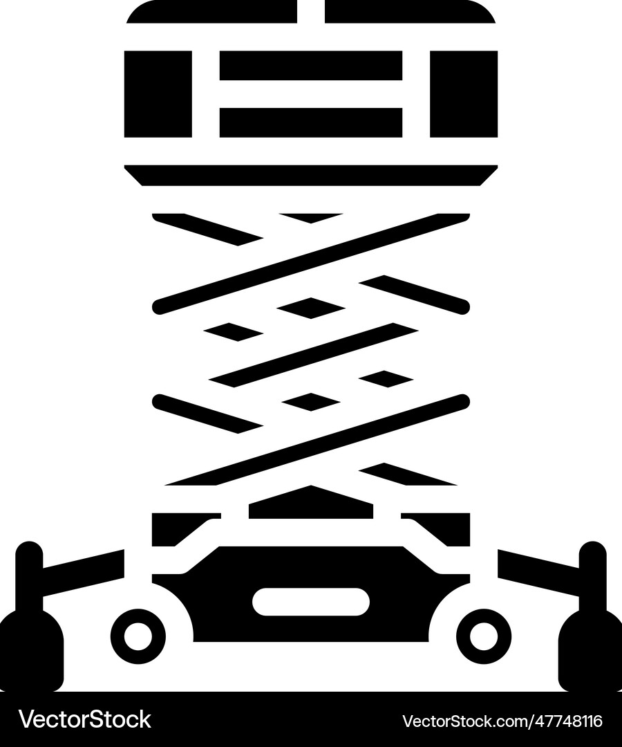 Hydraulic lift platform civil engineer glyph icon Vector Image