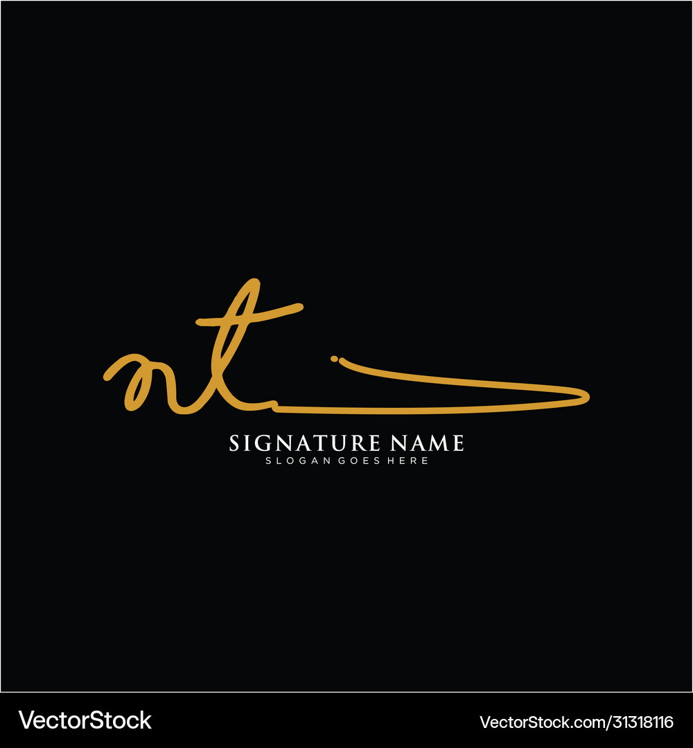 Letter nt signature logo template Royalty Free Vector Image
