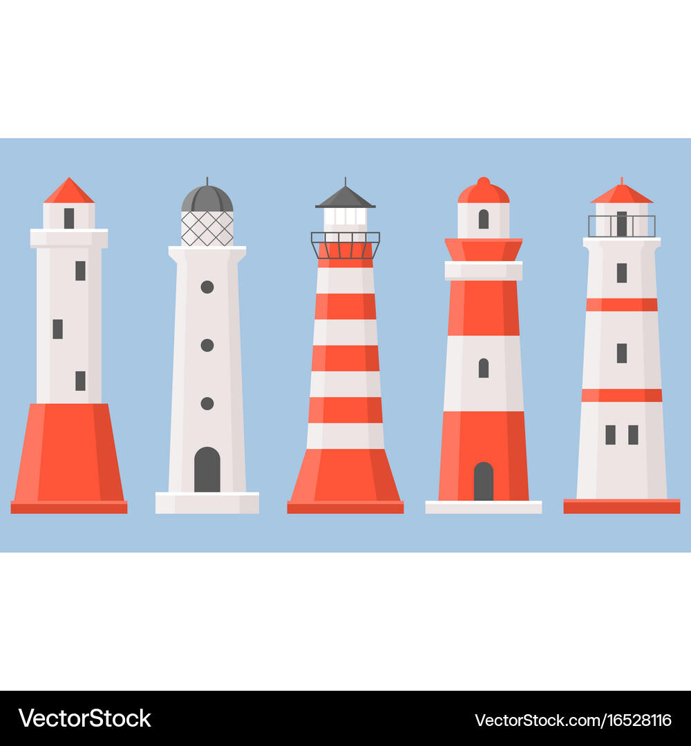 Light house icons collection set 1 Royalty Free Vector Image