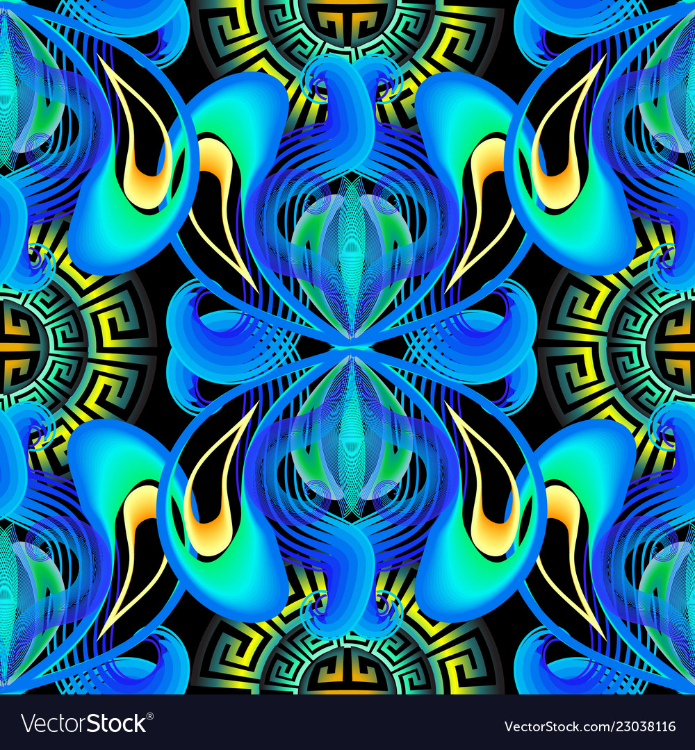 Modern colorful 3d greek seamless pattern Vector Image Modern colorful 3d greek seamless pattern Vector Image