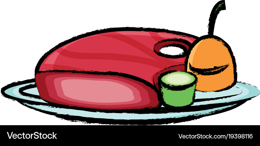 Plate with meat and vegetables icon Royalty Free Vector