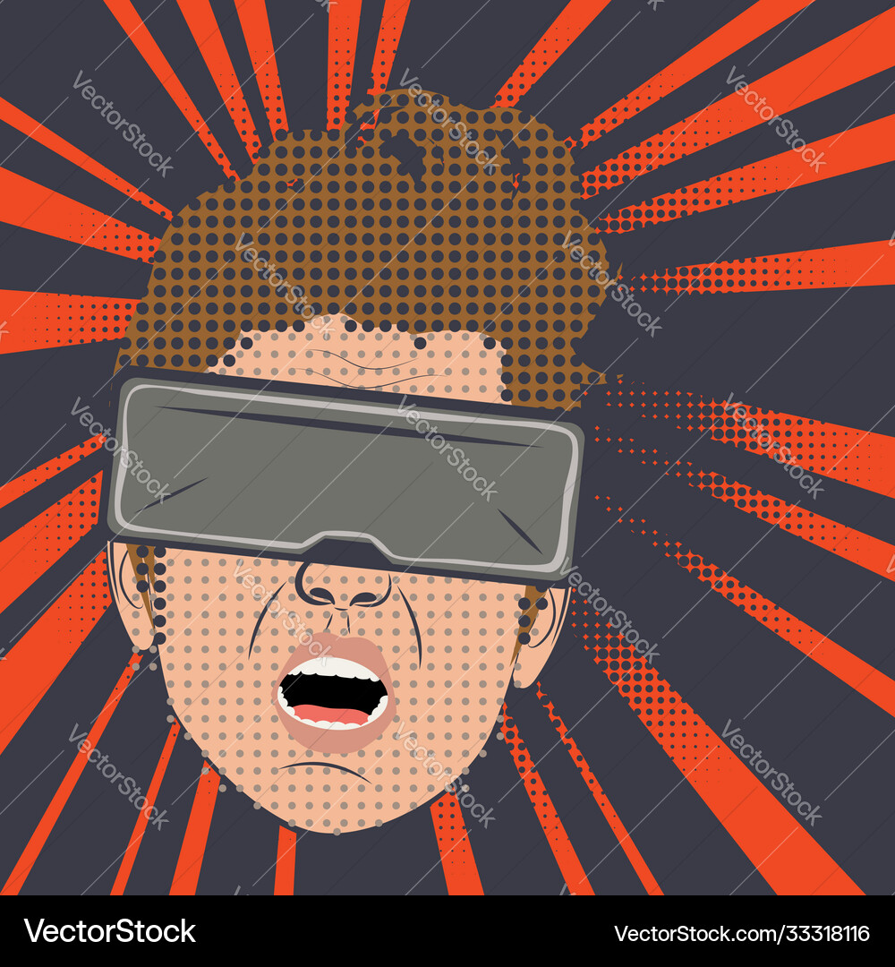 Pop art man in vr glasses Royalty Free Vector Image