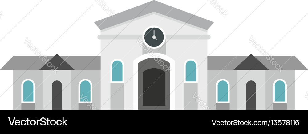 Railway station building icon flat style Vector Image