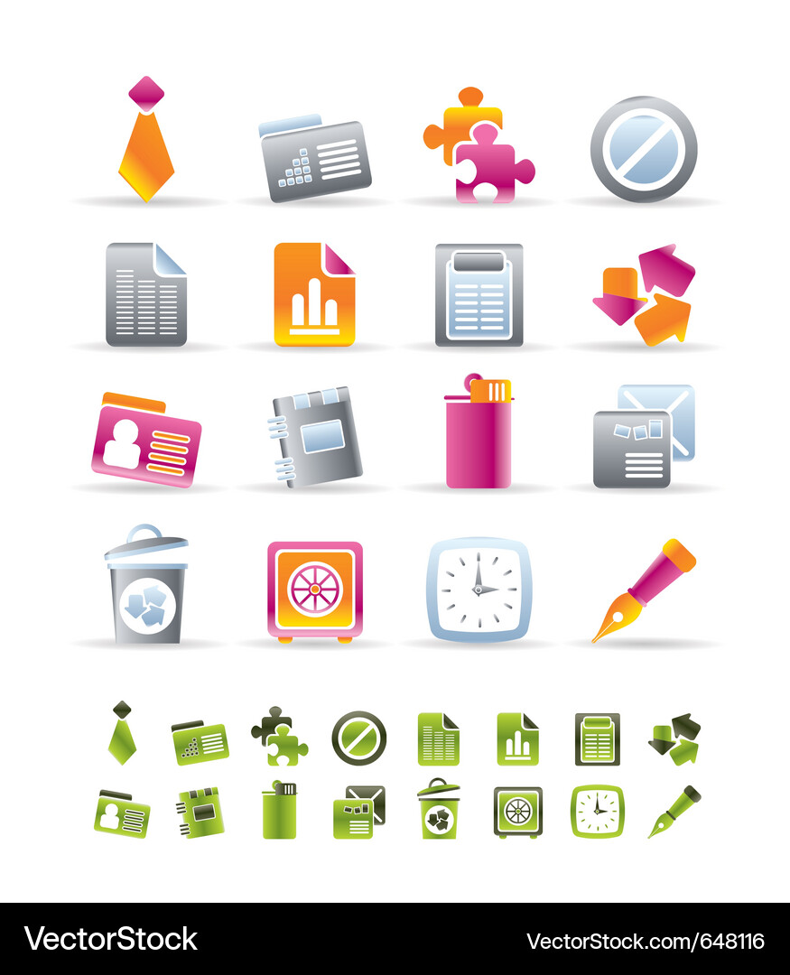 Realistic business and office icons Royalty Free Vector