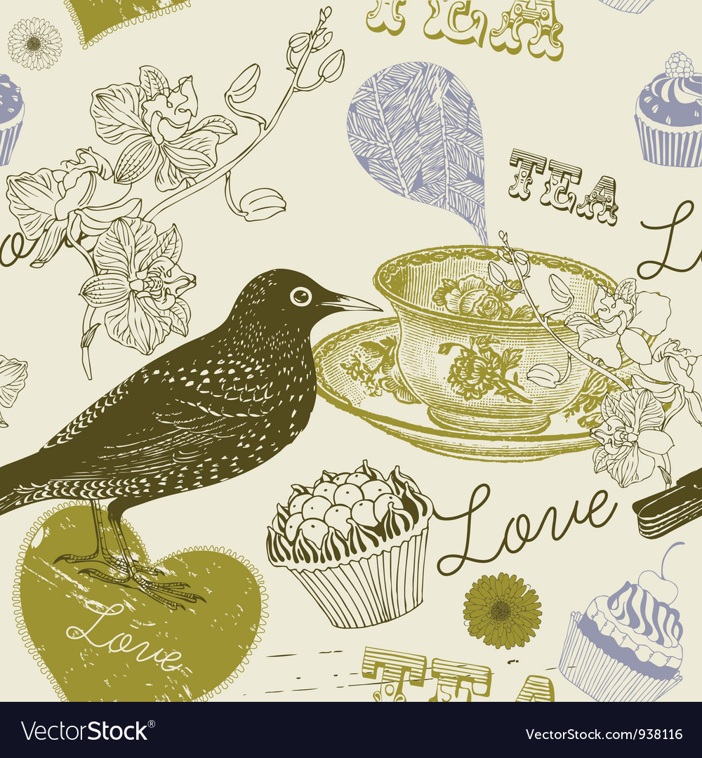 Retro birds pattern Royalty Free Vector Image - VectorStock